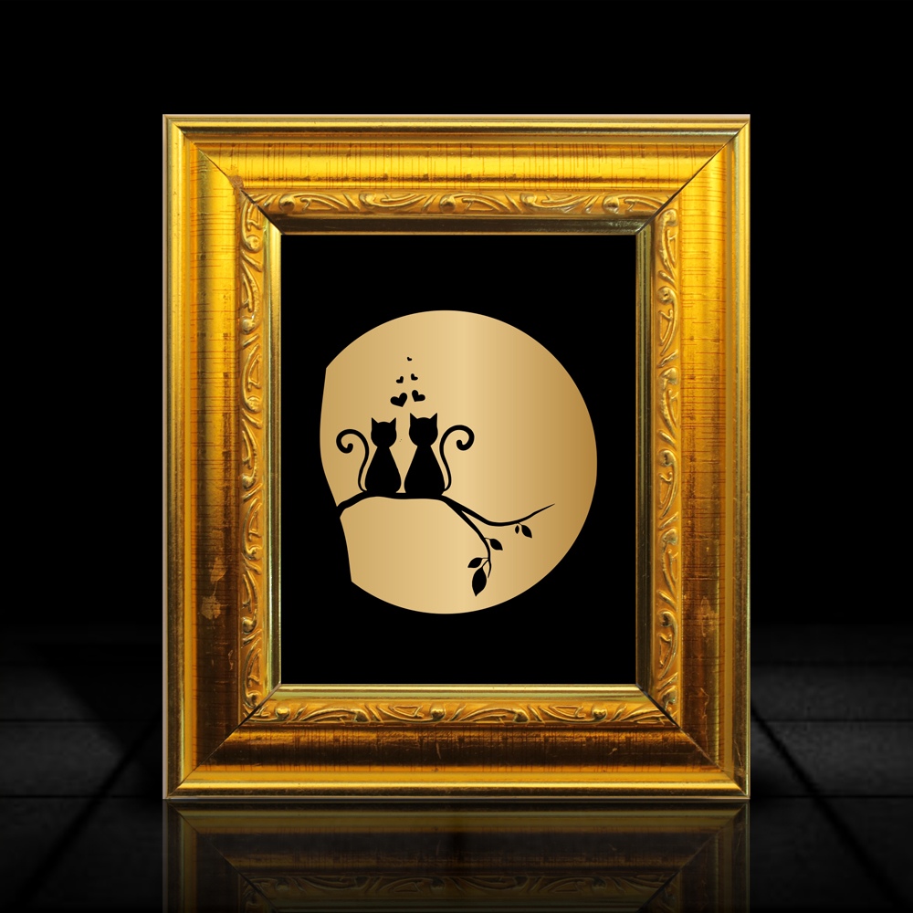 Cat Couple | LumiLor Sprayable Light | Cat Couple Love Frame